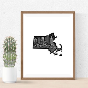 Massachusetts State SVG Bundle, Massachusetts Clipart, Boston Skyline ...