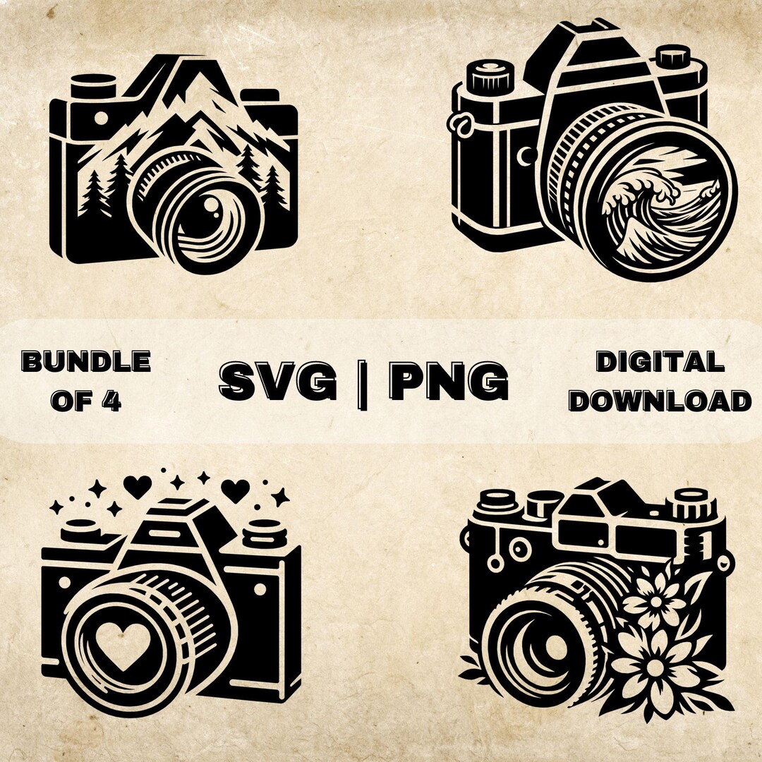 Camera SVG Bundle, Cameras Clipart, Hand Drawn Photography Theme Vector ...