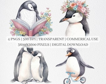 Essential Girl Penguin Bundle Set 18 PNG Clip Art, Super Cute Little ...