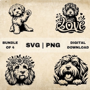 Cockapoo SVG Bundle, Cockapoo Clipart, Hand Drawn Dog Theme Vector ...