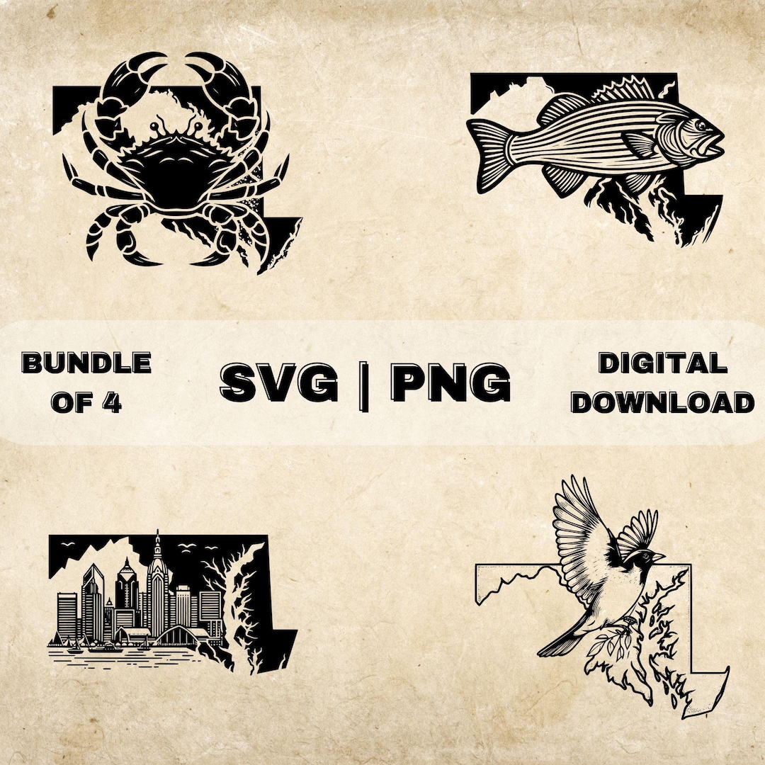 Maryland State SVG Bundle, Maryland Clipart, Baltimore Oriole Bird ...