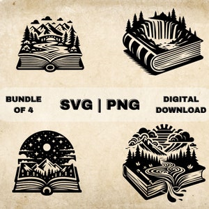 Book SVG Bundle, Magical Books Clipart, Hand Drawn Fantasy Theme Vector ...