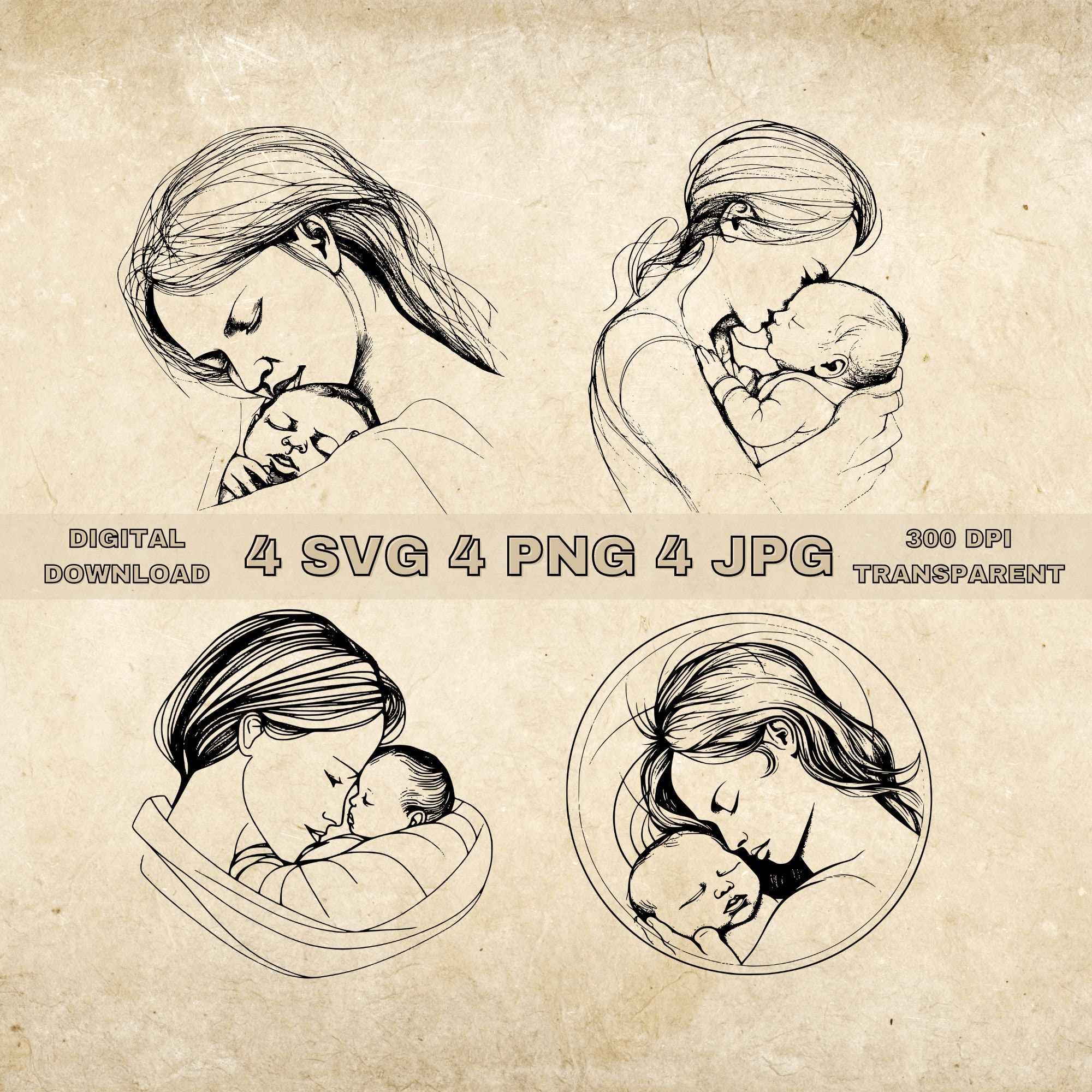 Mom and Baby SVG Bundle PNG Mom Holding Newborn Clipart - Etsy