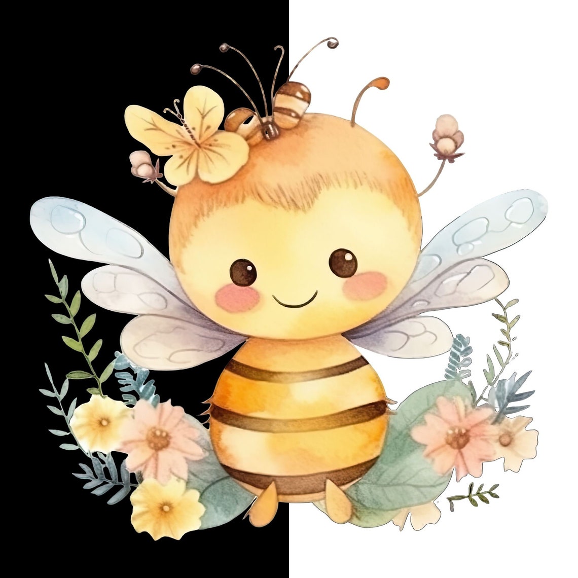 Cute Bee Clipart Watercolor Bees PNG Files Bee Clip Art - Etsy