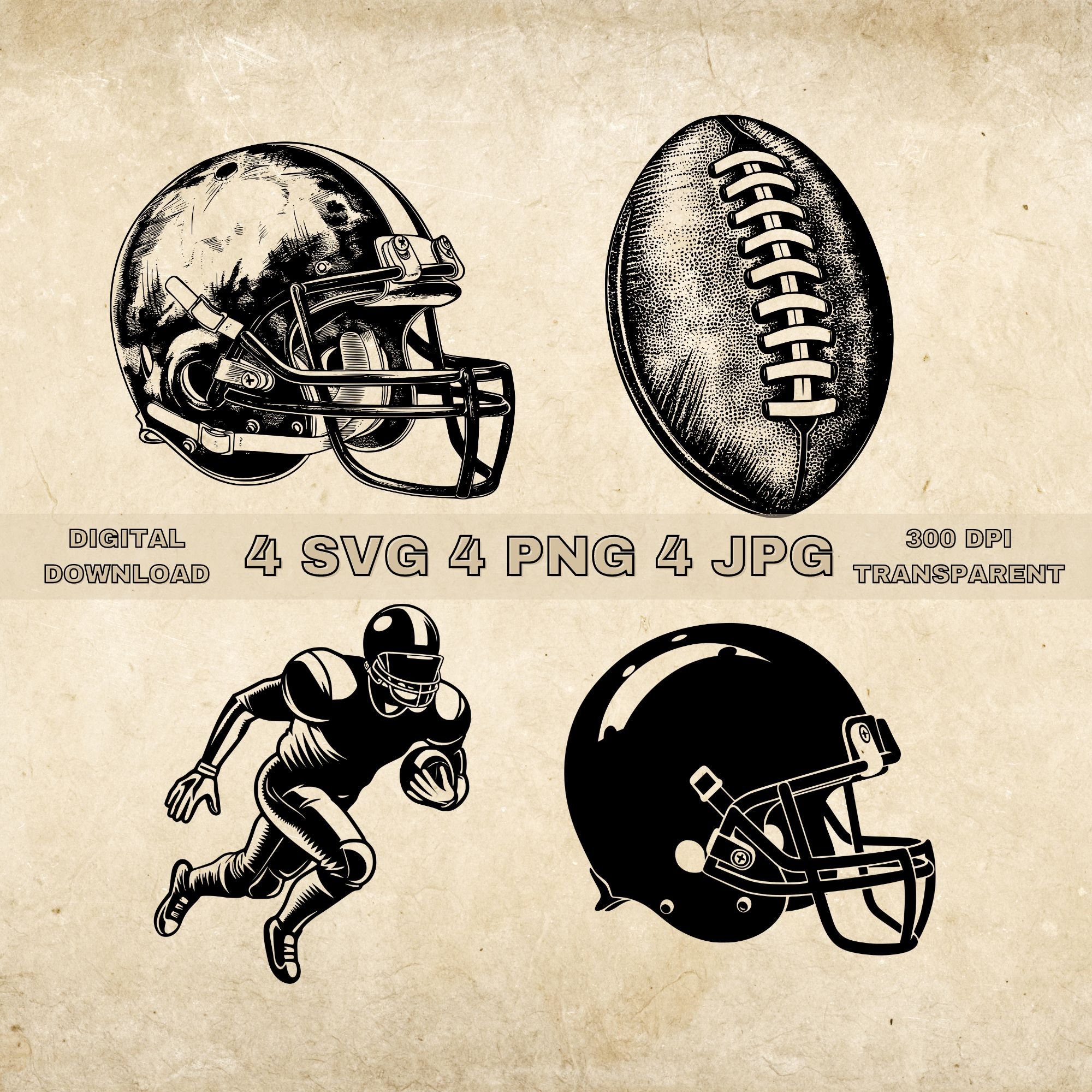 American Football SVG Bundle PNG Football Clipart Hand - Etsy