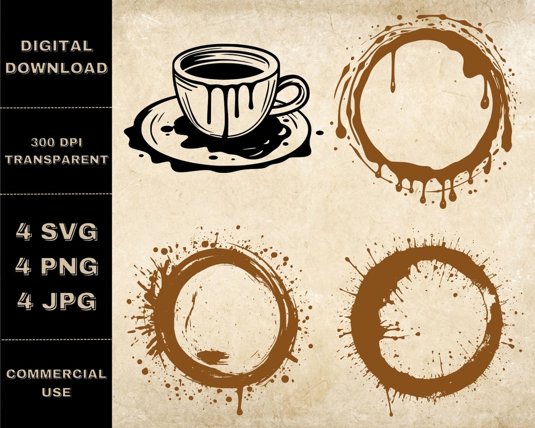 Coffee Stains SVG Bundle, PNG, Coffee Stains Clipart, Hand Drawn Coffee ...