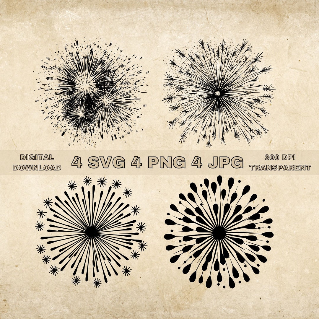Fireworks SVG Bundle, PNG, Fireworks Clipart, Hand Drawn Fireworks ...