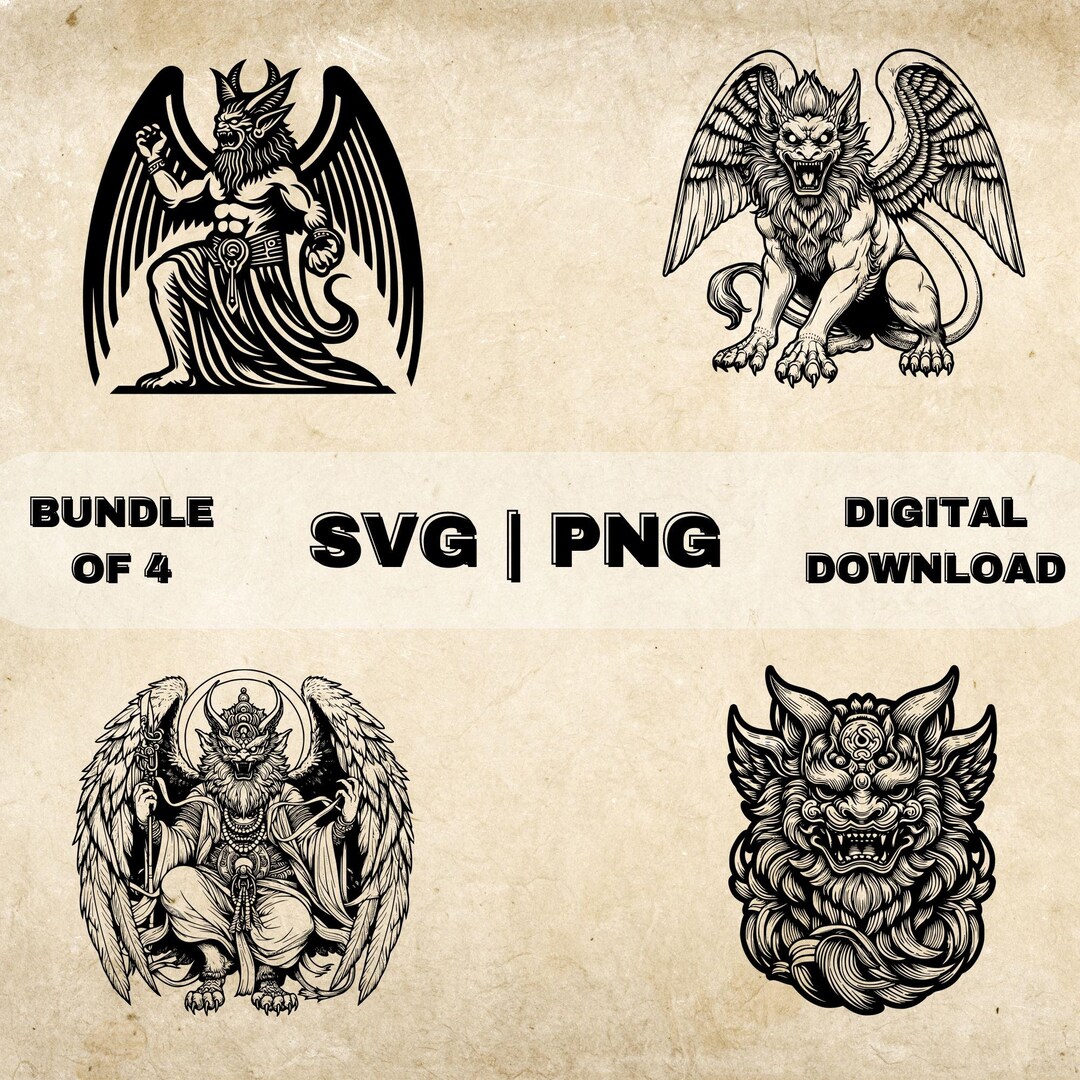Pazuzu SVG Bundle, Assyrian Demon Clipart, Hand Drawn Babylonian Occult ...