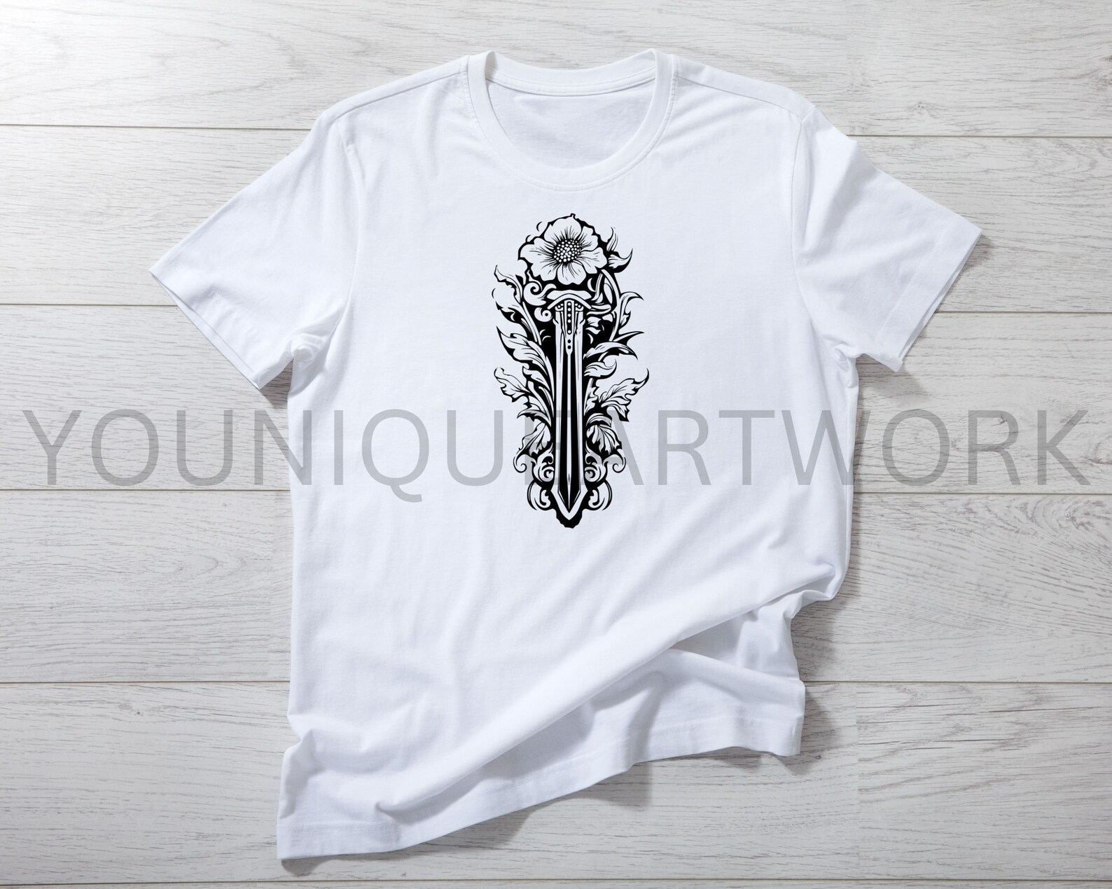Floral Sword SVG Bundle, PNG, Sword Flower Clipart, Hand Drawn Swords ...