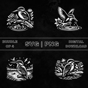 Kingfisher SVG Bundle, Kingfisher Bird Clipart, Hand Drawn Kingfisher ...
