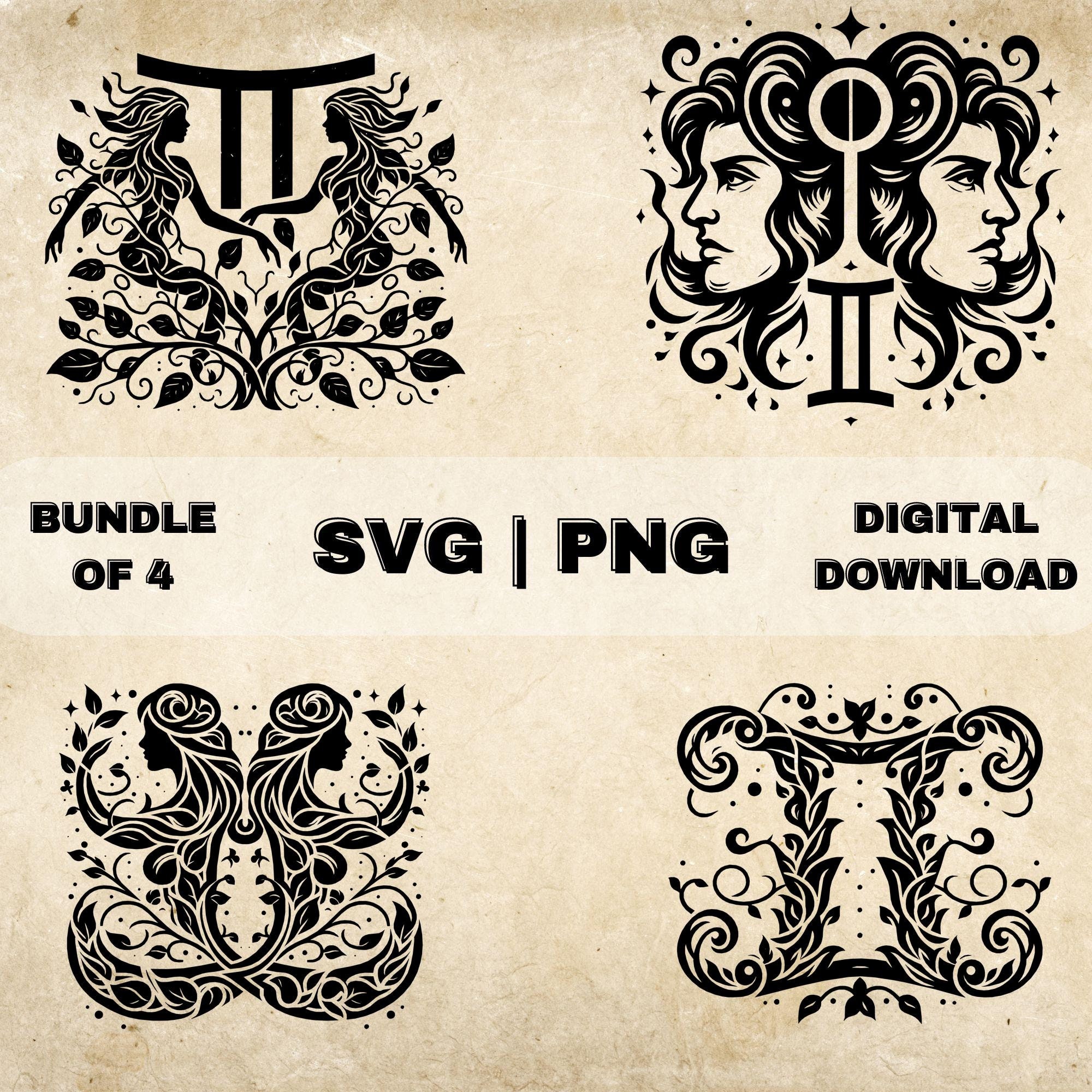Gemini SVG Bundle, Zodiac Sign Clipart, Hand Drawn Astrology Themed ...