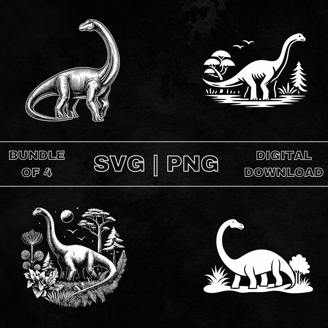Brachiosaurus SVG Bundle, Dinosaur Clipart, Hand Drawn Dinosaur Lover ...