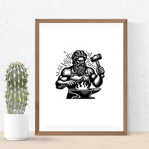 Hephaestus SVG Bundle, Greek God Clipart, Hand Drawn Anvil Blacksmith ...