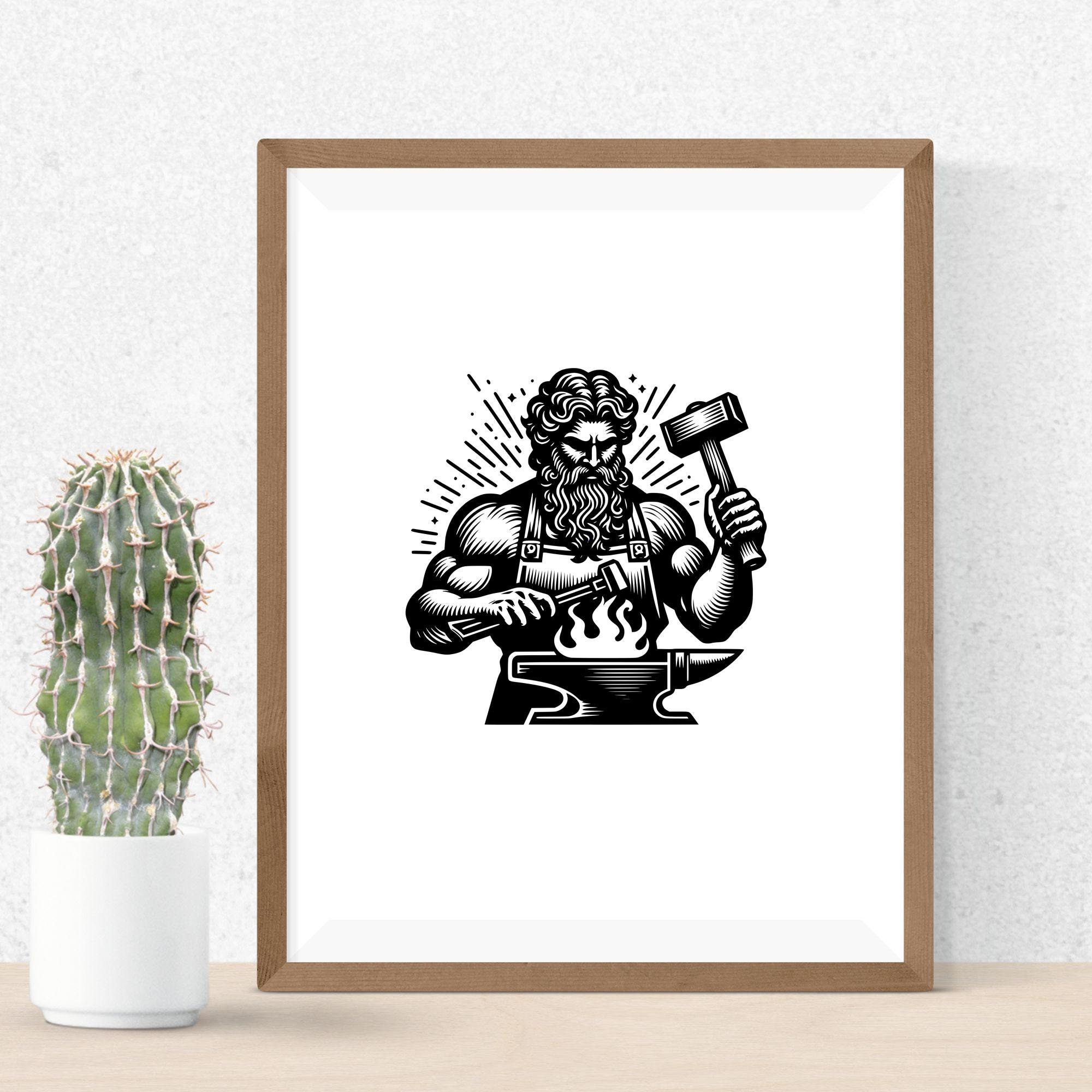 Hephaestus SVG Bundle, Greek God Clipart, Hand Drawn Anvil Blacksmith ...