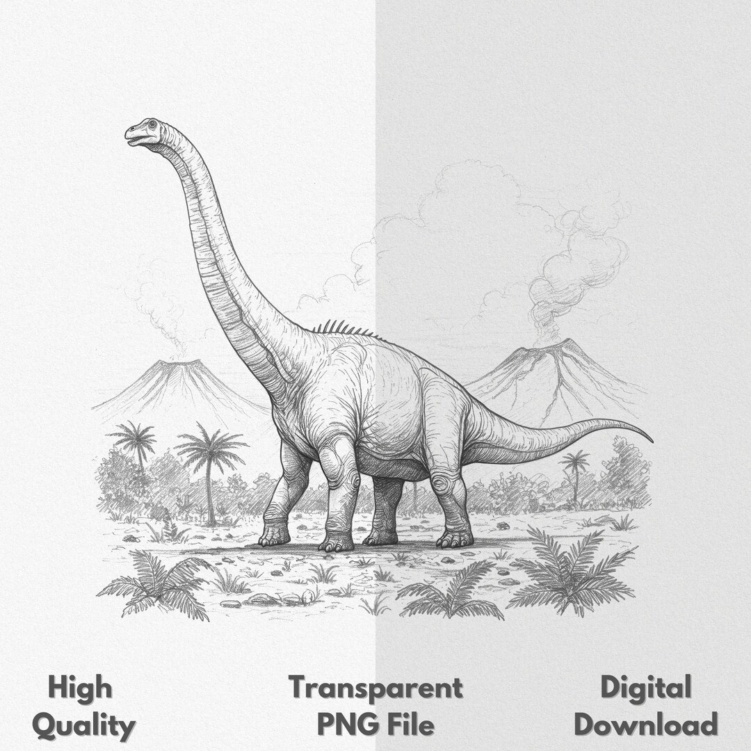 Brontosaurus Sketch PNG Sublimation Digital Download for Kids Shirt ...