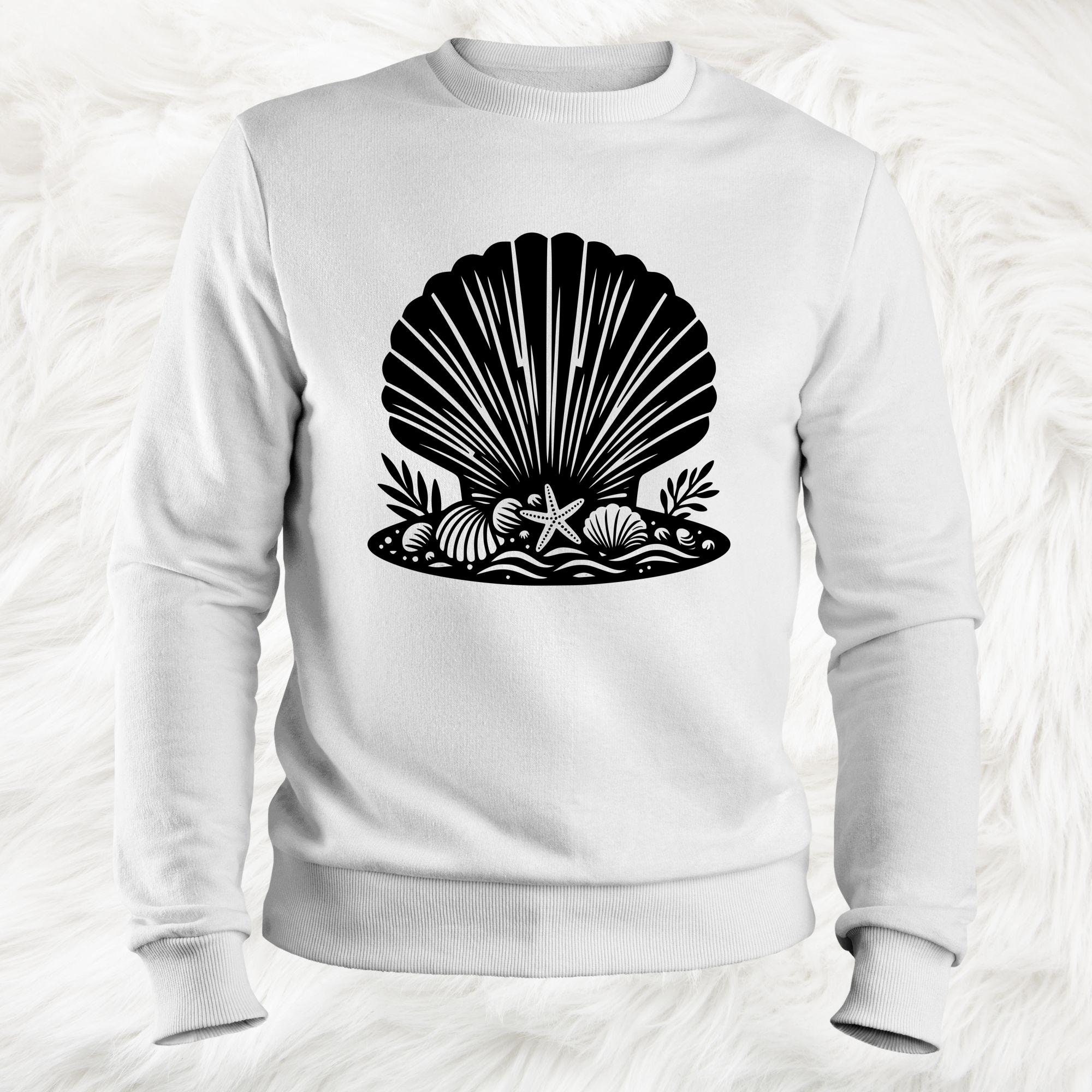 Scallop Shell SVG Bundle, Sea Shell Clipart, Hand Drawn Marine Coastal ...