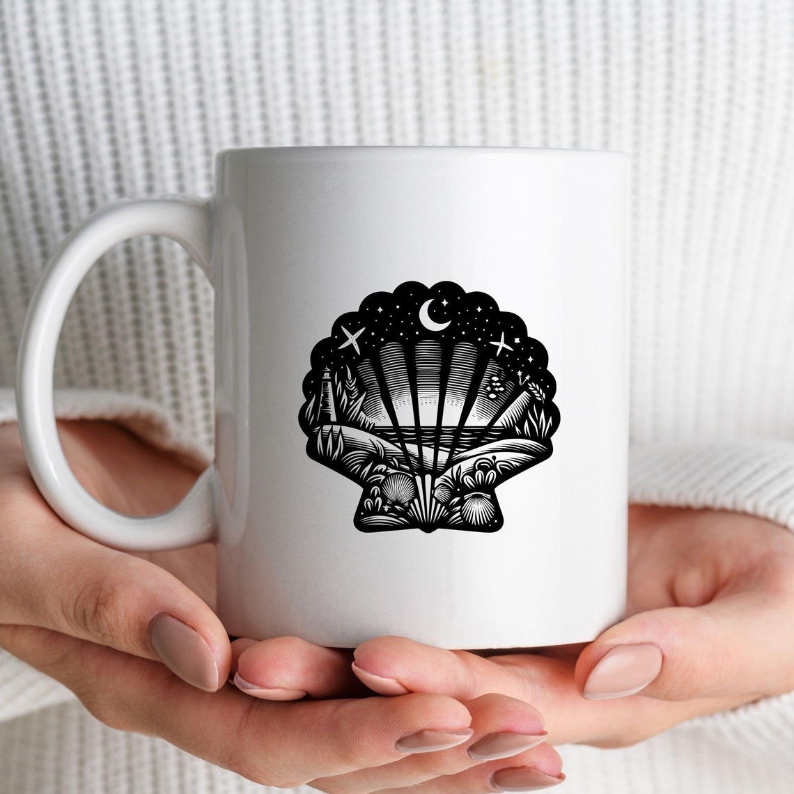 Scallop Shell SVG Bundle, Sea Shell Clipart, Hand Drawn Marine Coastal ...