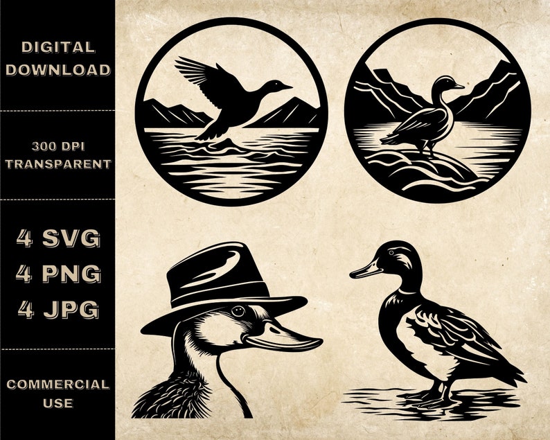 Mallard Duck SVG Bundle PNG Cute Duck Clipart Hand Drawn - Etsy