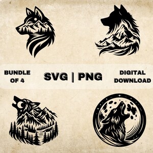 Wolf SVG Bundle, Wolves Clipart, Hand Drawn Wildlife Theme Vector ...