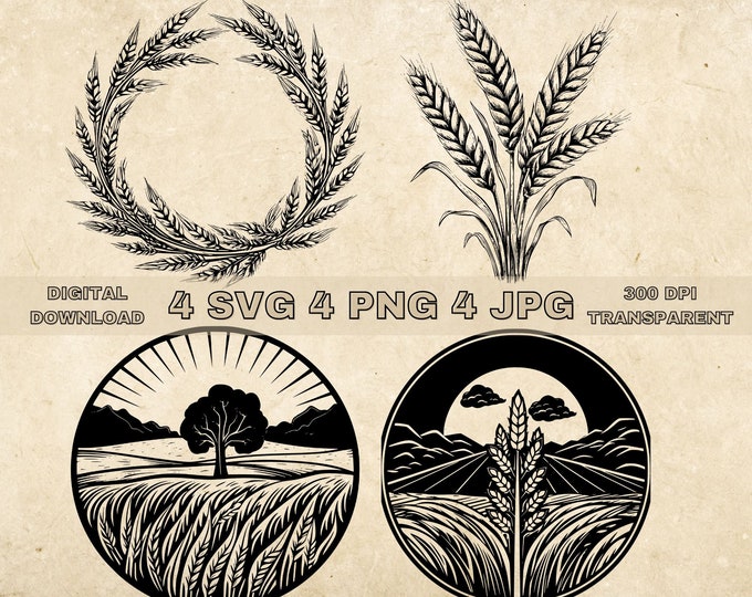 Wheat Frame SVG, Wheat Swag, Wheat Clipart, Wheat Sheaves Outline ...