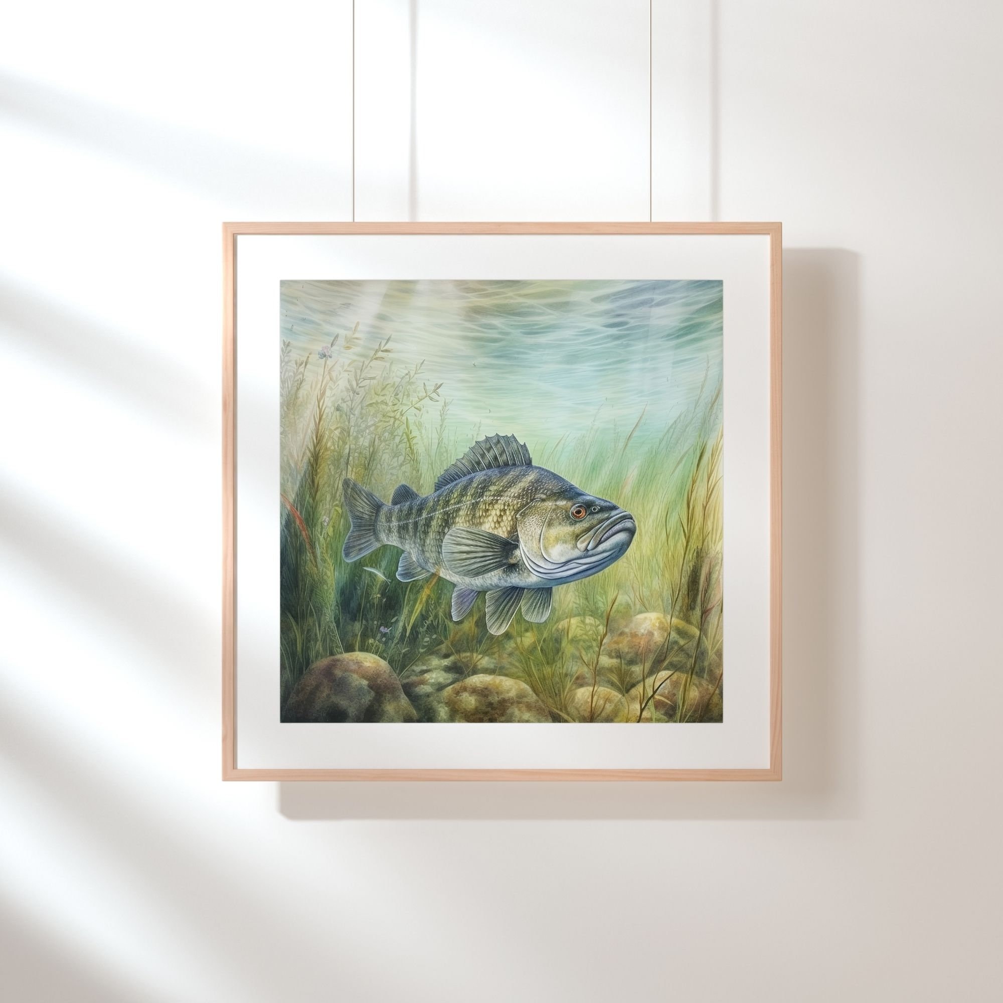 Bass Fish Print Fish Watercolor Printable Art Fishing - Etsy