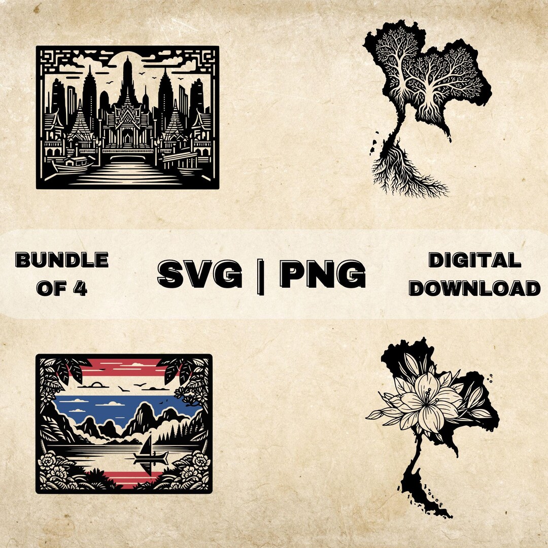 Thailand SVG Bundle, Thai Flag Clipart, Thailand Roots, Flower, Bangkok ...