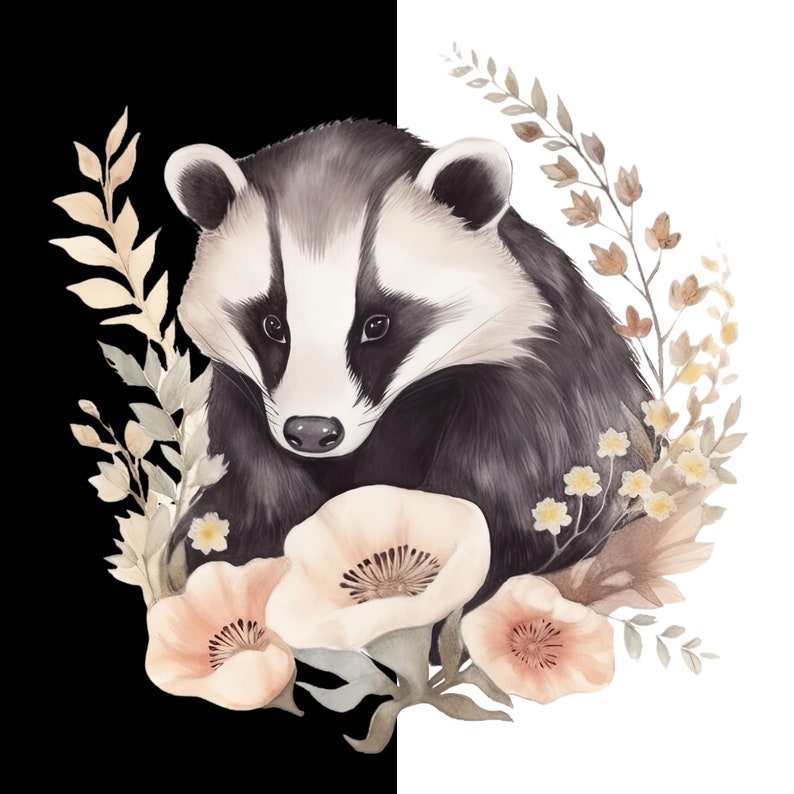 Cute Badger Clipart, Watercolor Badgers PNG Files, Badger Clip Art ...