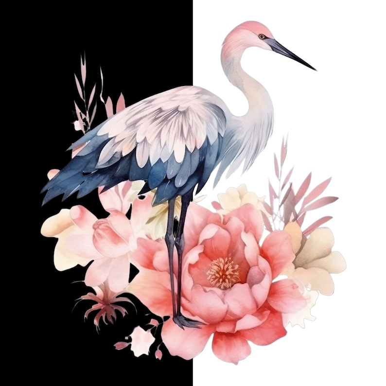 Cute Crane Clipart Watercolor Crane PNG Files Flightless - Etsy