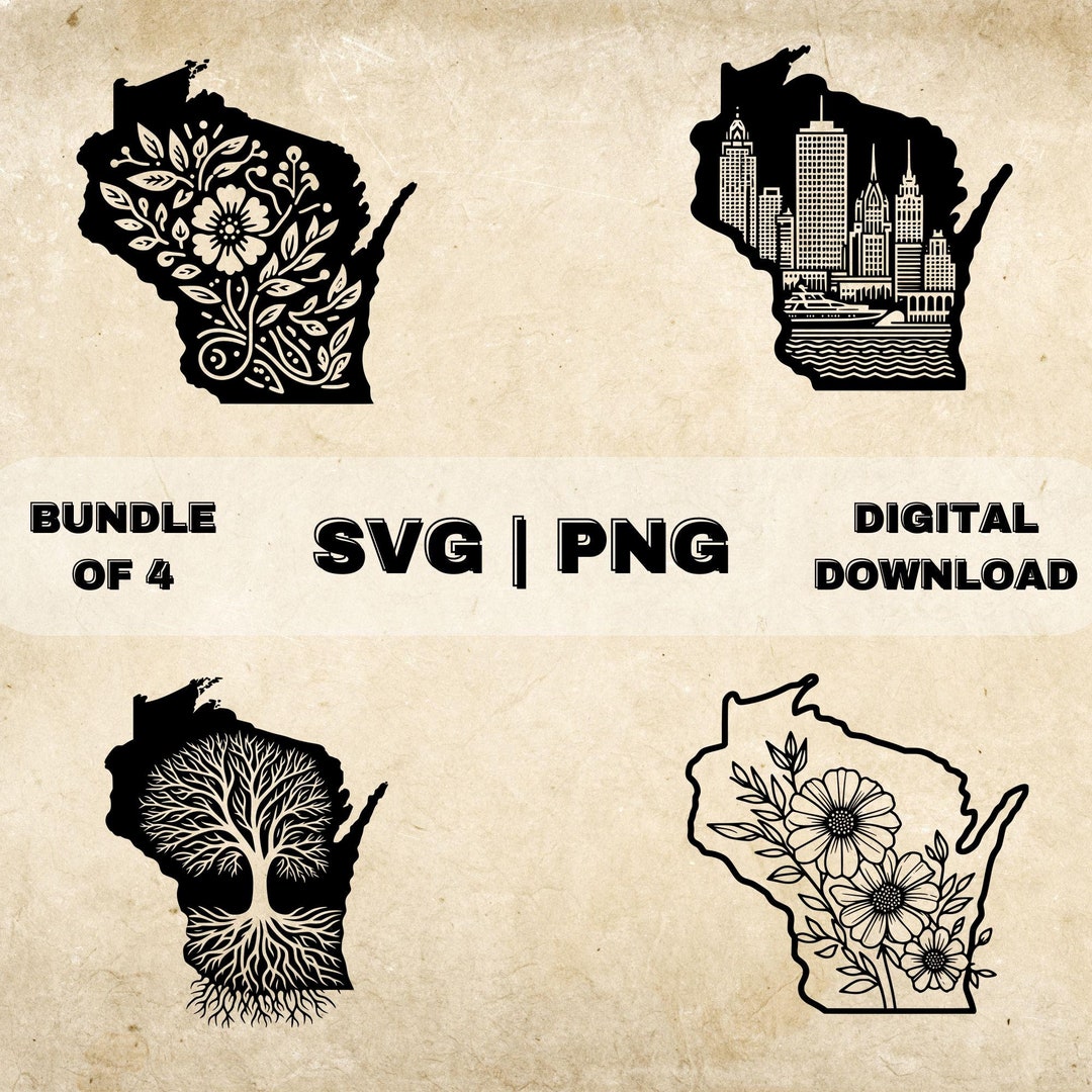 Wisconsin State SVG Bundle, Wisconsin Clipart, Milwaukee Skyline ...