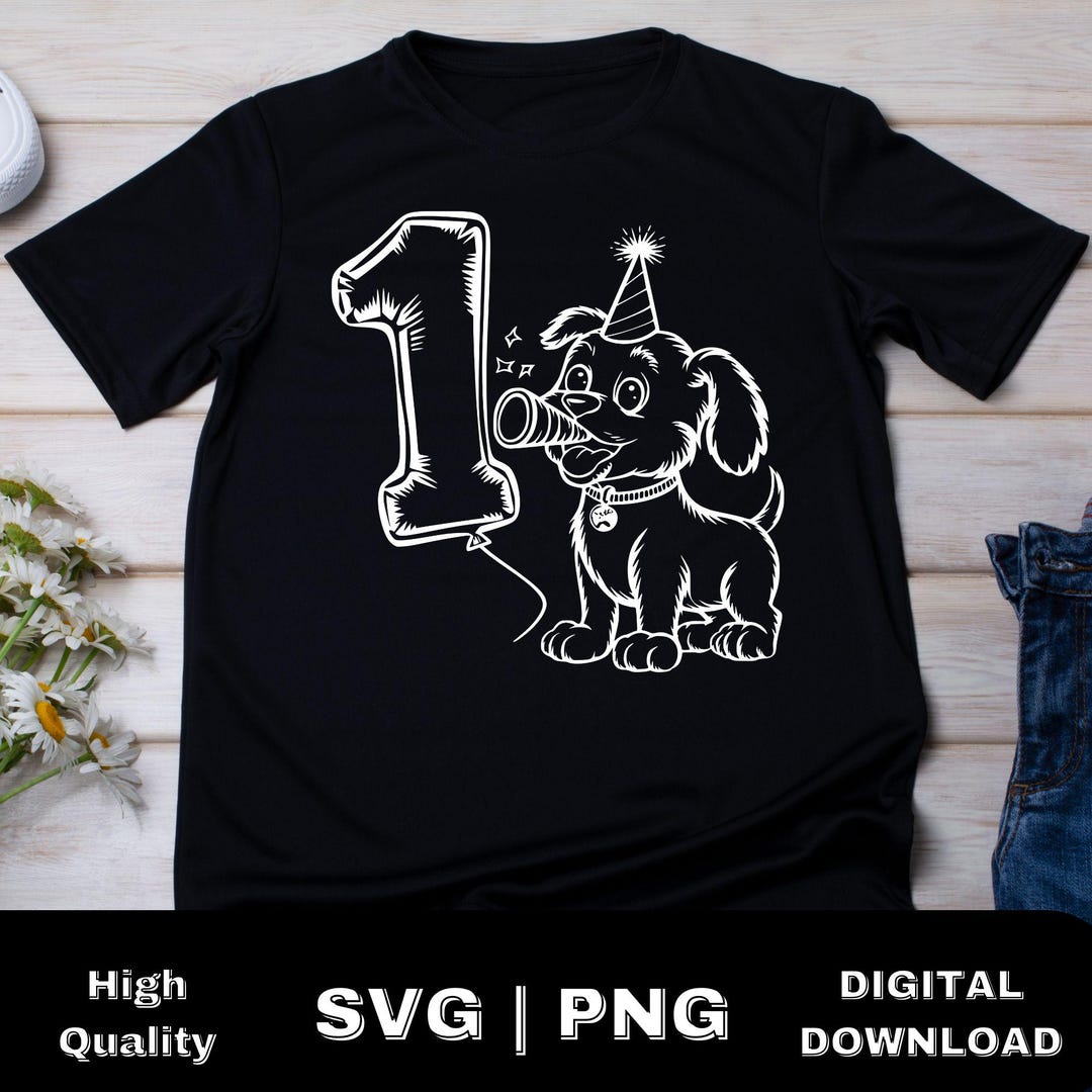 First Birthday Puppy SVG PNG Clipart - Baby's 1st Birthday Gift Digital ...