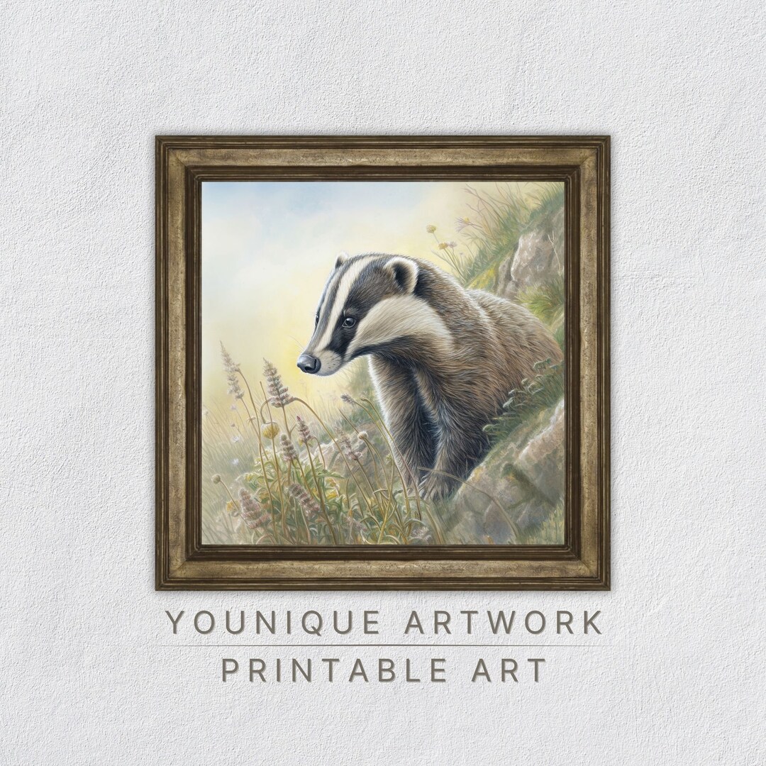 Cute Badger Print, Badger Printable Art, Badger Nursery Decor, Badger ...