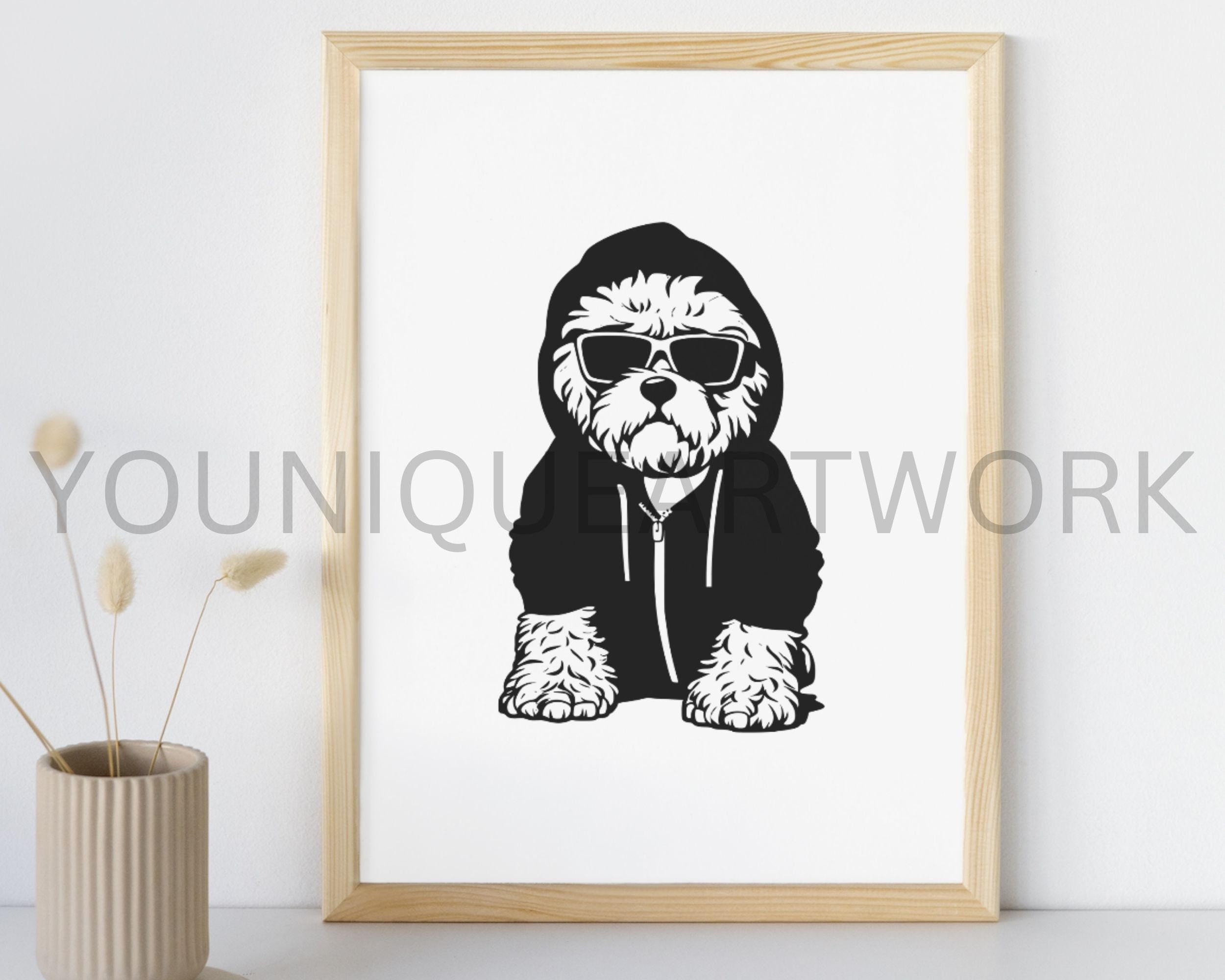 Bernedoodle SVG Bundle, PNG, Funny Dog Clipart, Hand Drawn Peeking Dog ...