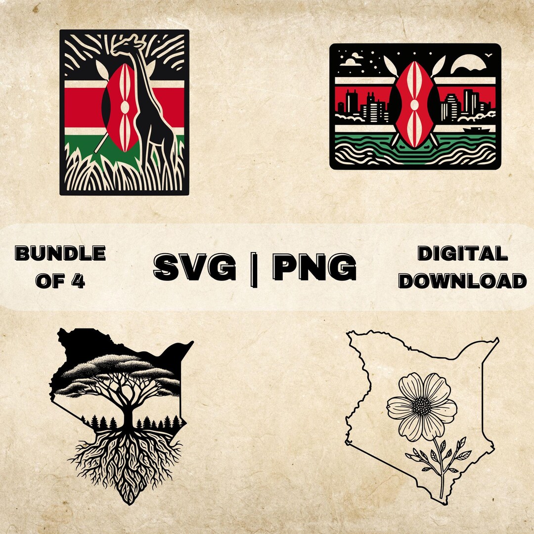 Kenya Map SVG Bundle, Kenyan Flag Clipart, African American Roots ...