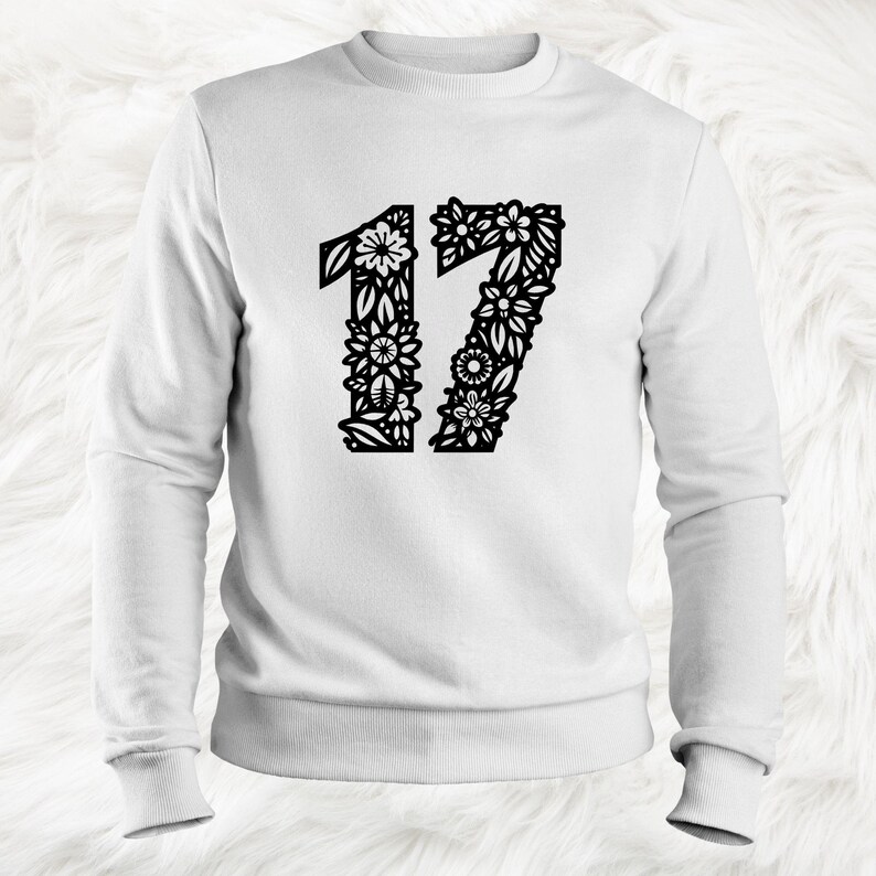 Buy Number 17 SVG Bundle, 17th Birthday Clipart, Hand Drawn Seventeen ...