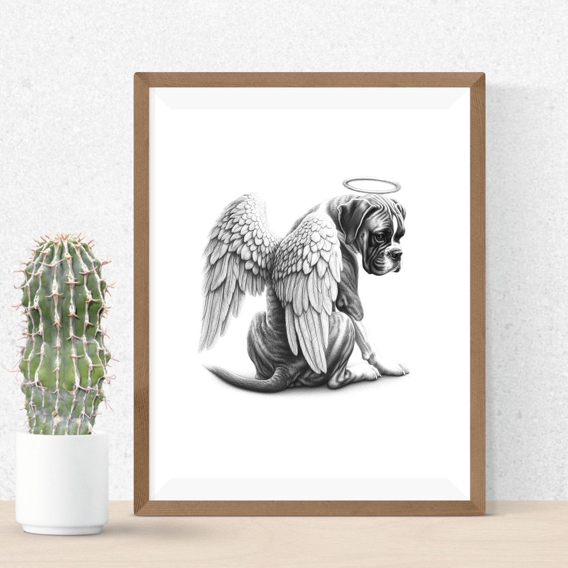 Boxer Dog Memorial Angel With Wings PNG Sublimation File for Shirt ...