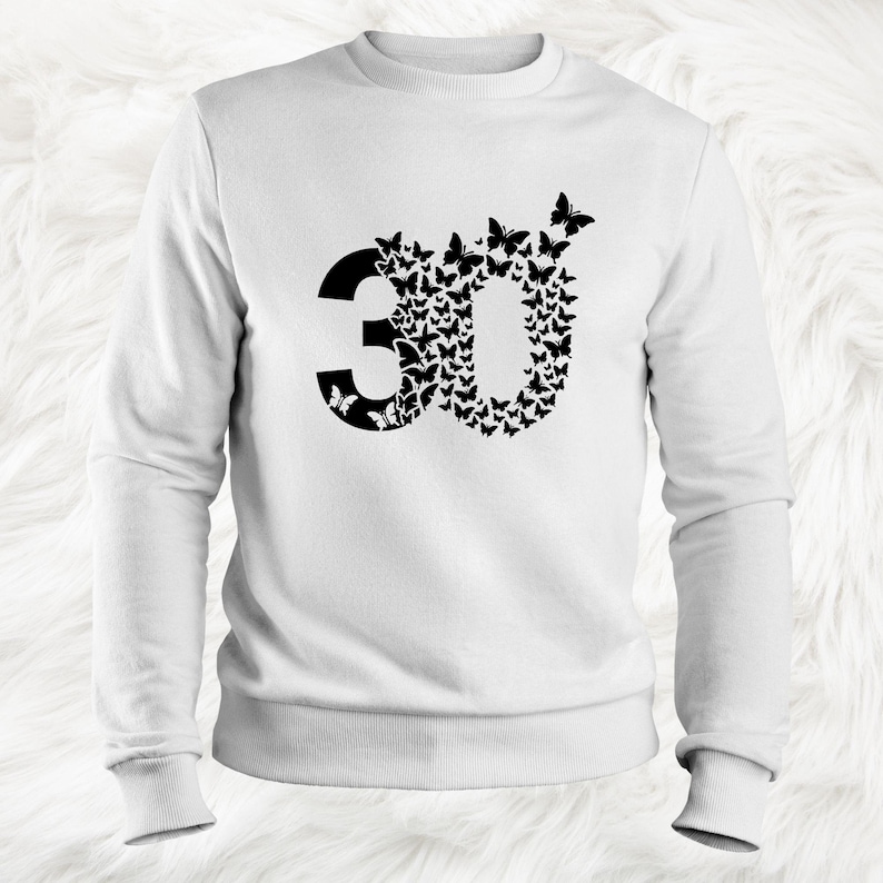 Number 30 SVG Bundle, 30th Birthday Clipart, Hand Drawn Thirty Themed ...