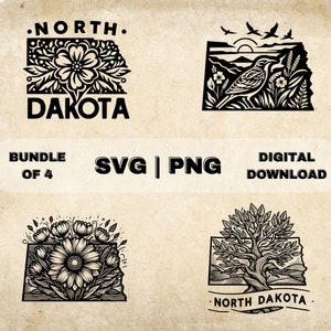 North Dakota State SVG Bundle, North Dakota Clipart, Flower, Bird ...