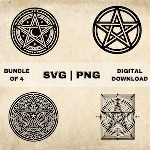 Pentagram SVG Bundle, Pentagram Clipart, Hand Drawn Witchy Goth Wiccan ...