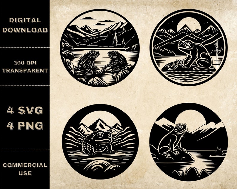 Frog SVG Bundle, PNG, Frog Clipart, Hand Drawn Frogs Vector ...