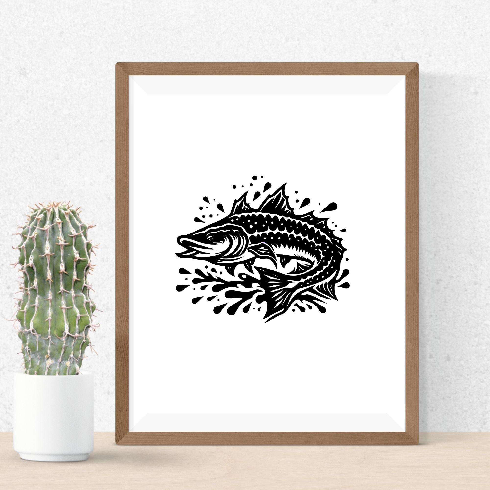 Sturgeon SVG Bundle, Fishing Clipart, Hand Drawn Fish Theme Vector ...