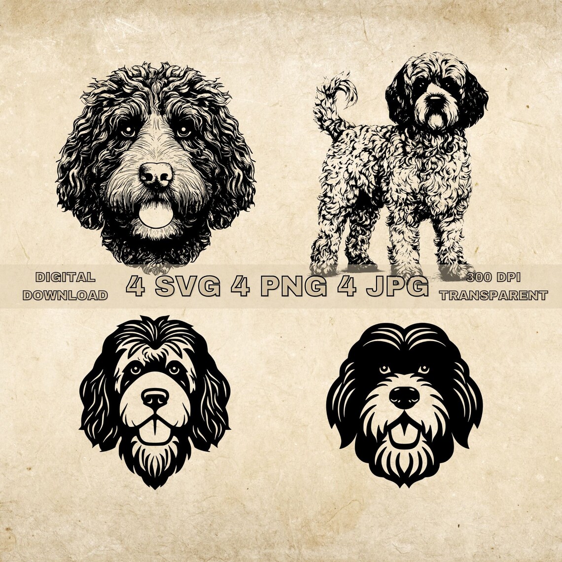 Portuguese Water Dog SVG Bundle PNG Cute Dogs Clipart Hand - Etsy