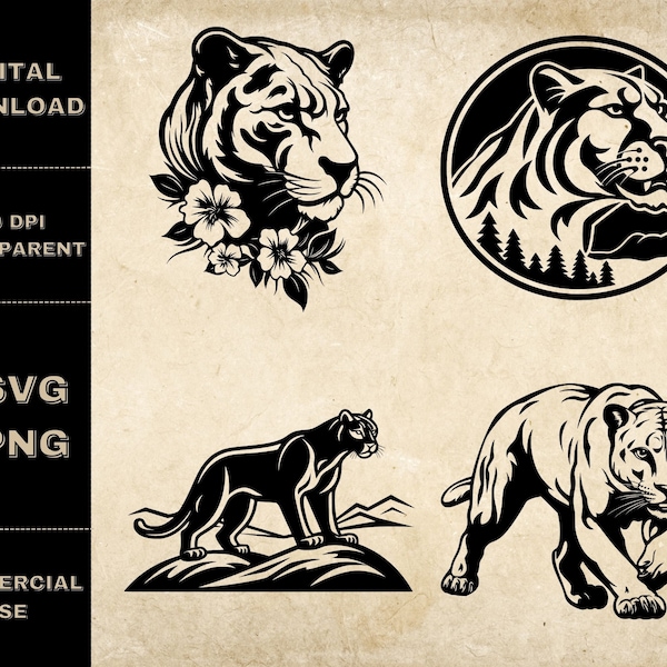 Big Cougar Cat Clipart - Etsy