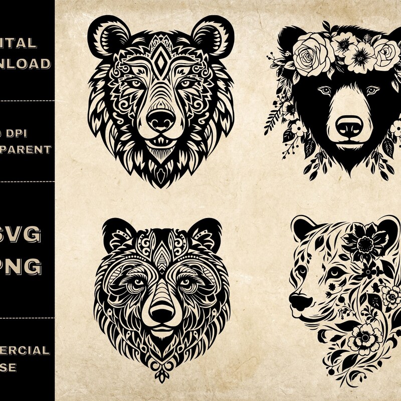 Bear Face Svg - Etsy