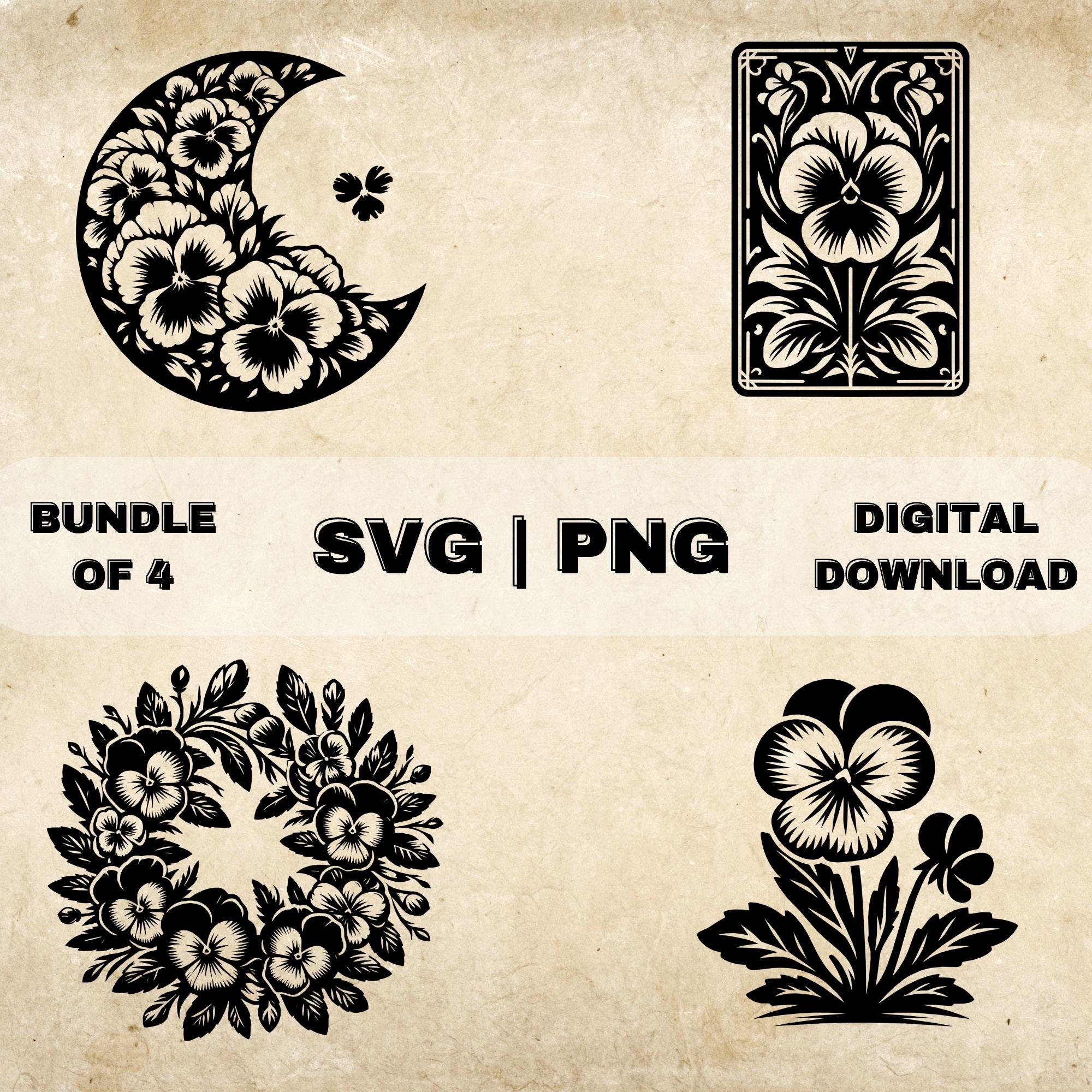 Pansy SVG Bundle, Pansies Flowers Clipart, Hand Drawn Floral Theme ...
