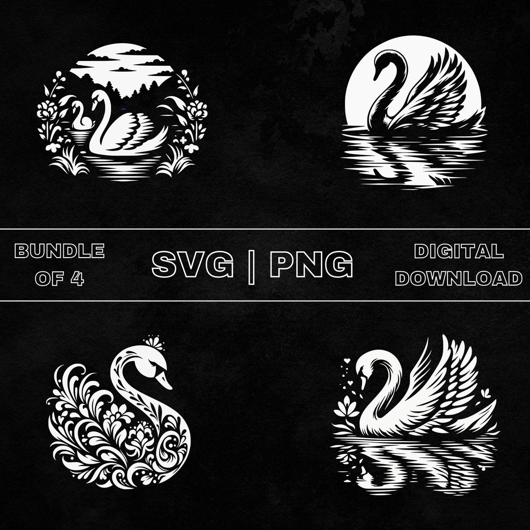 Swan SVG Bundle, Swan Clipart, Hand Drawn Swan Theme Vector ...