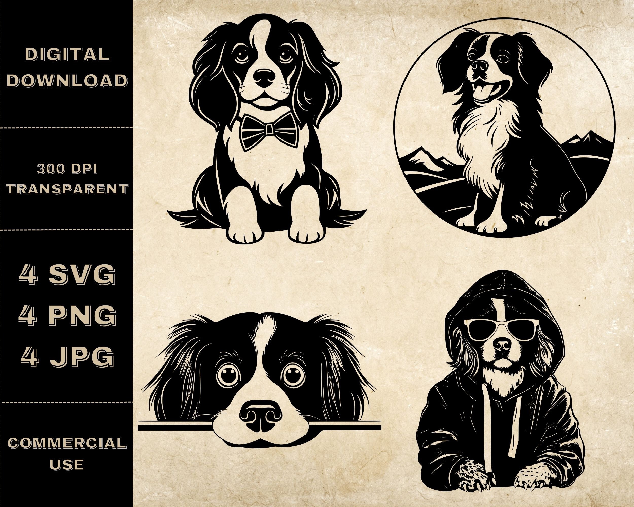 Cavalier King Charles Spaniel SVG Bundle PNG Cute Dogs - Etsy