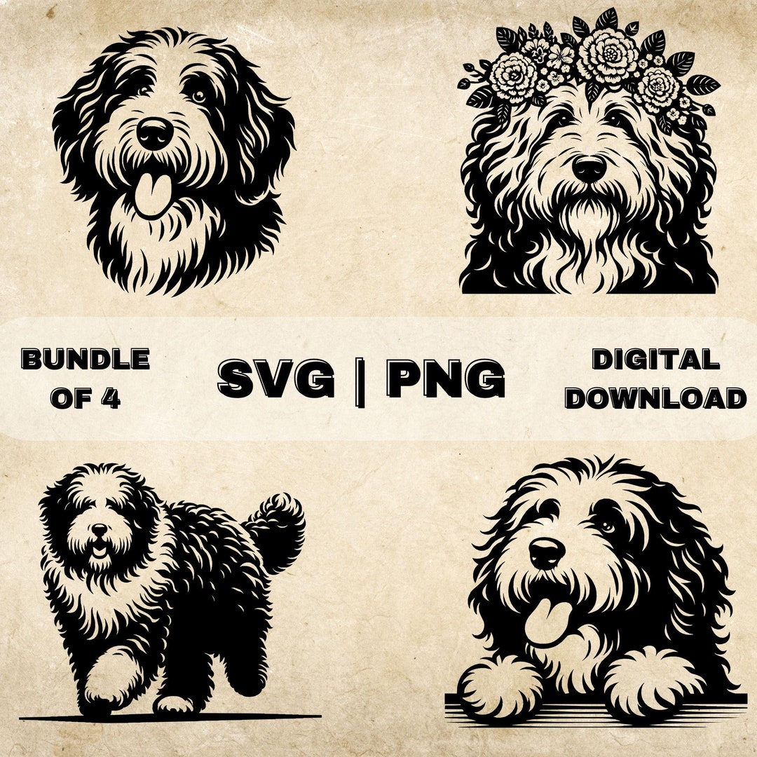 Old English Sheepdog SVG Bundle, Dog Clipart, Hand Drawn Dogs Theme ...