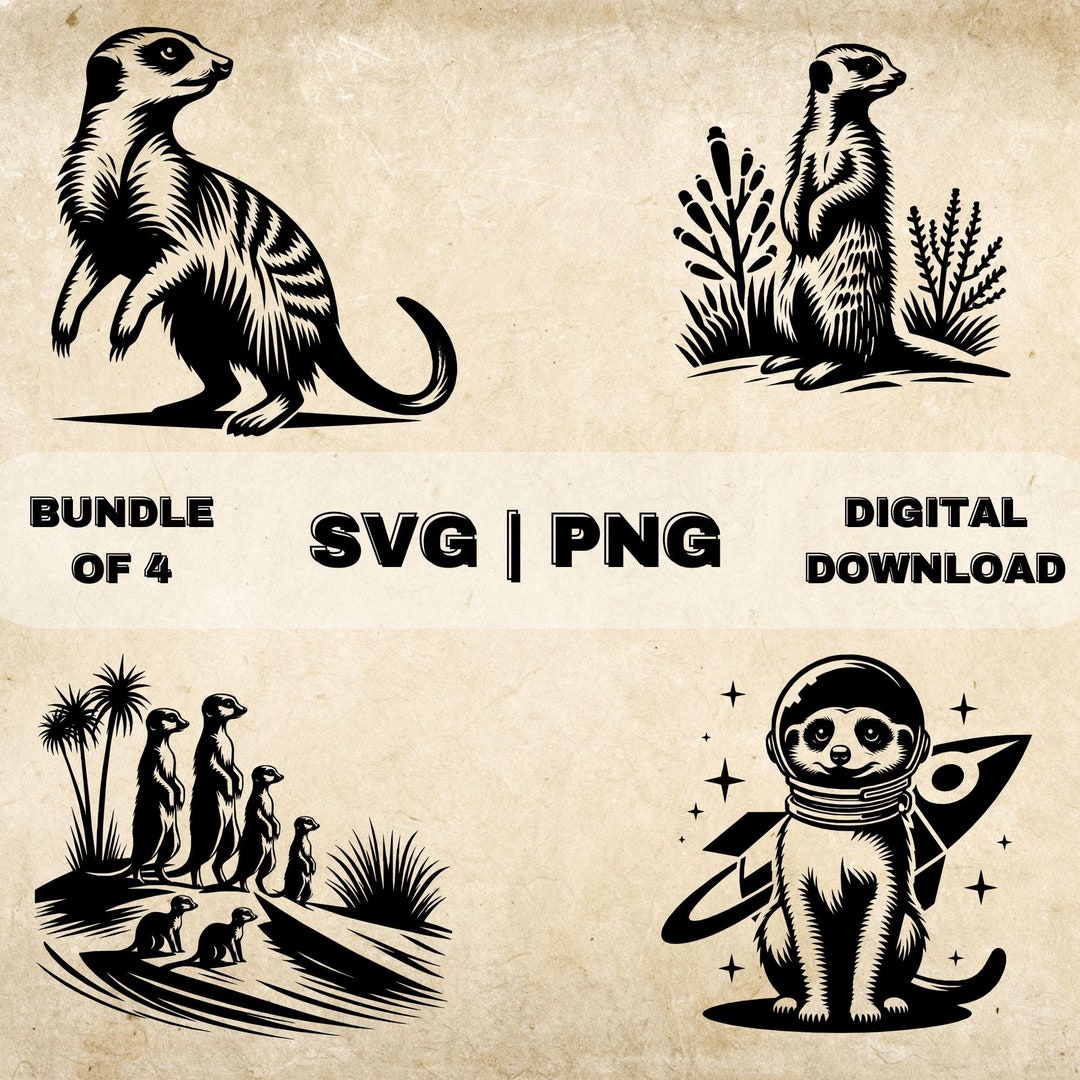 Meerkat SVG Bundle, Meerkats Clipart, Hand Drawn Desert Themed Vector ...