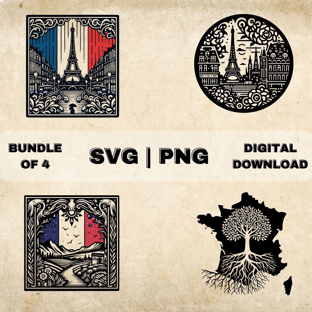 France SVG Bundle, Paris Clipart, Paris Skyline, Flag, Roots, French ...