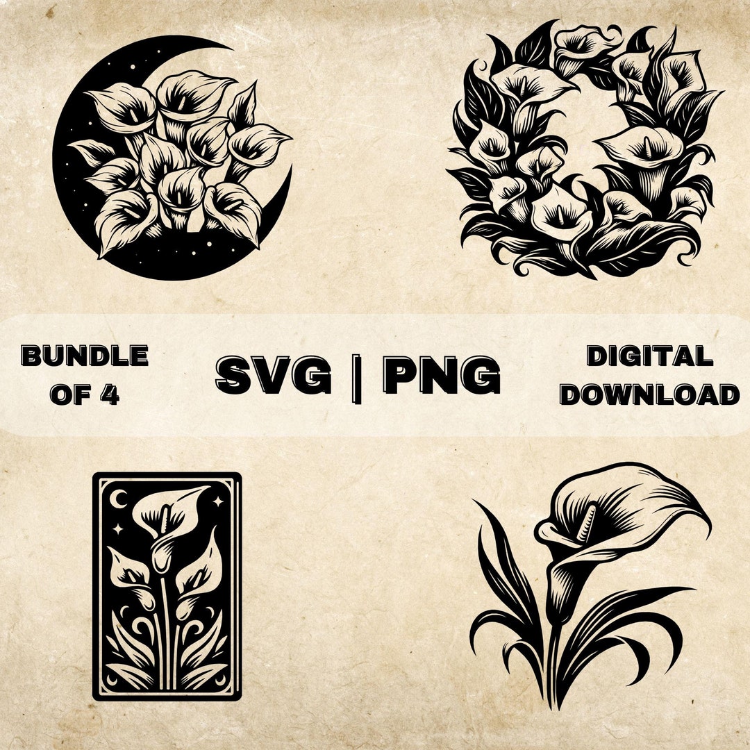 Calla Lily SVG Bundle, Calla Lilies Flowers Clipart, Hand Drawn Floral ...
